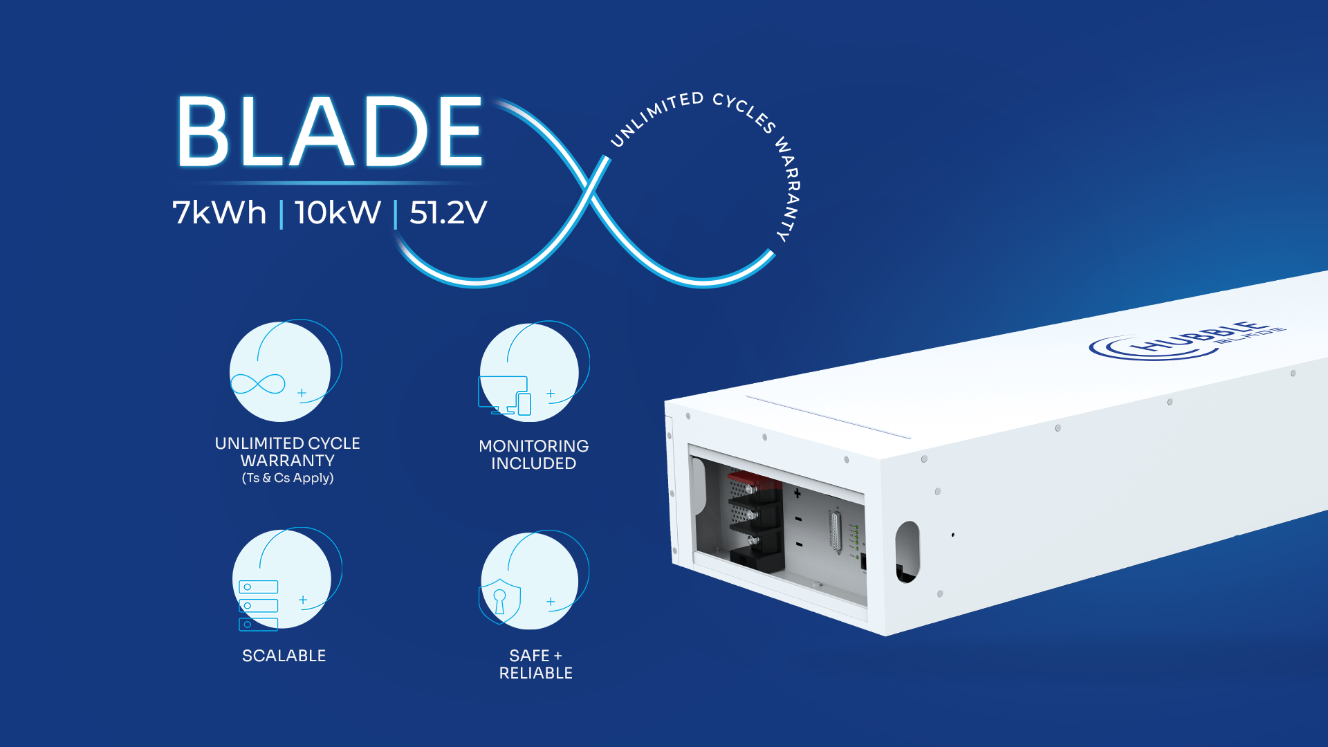 Hubble Blade 51.2VDC 10KWW 7KW 1.5C Lithium Battery - LRG Solar Supplies
